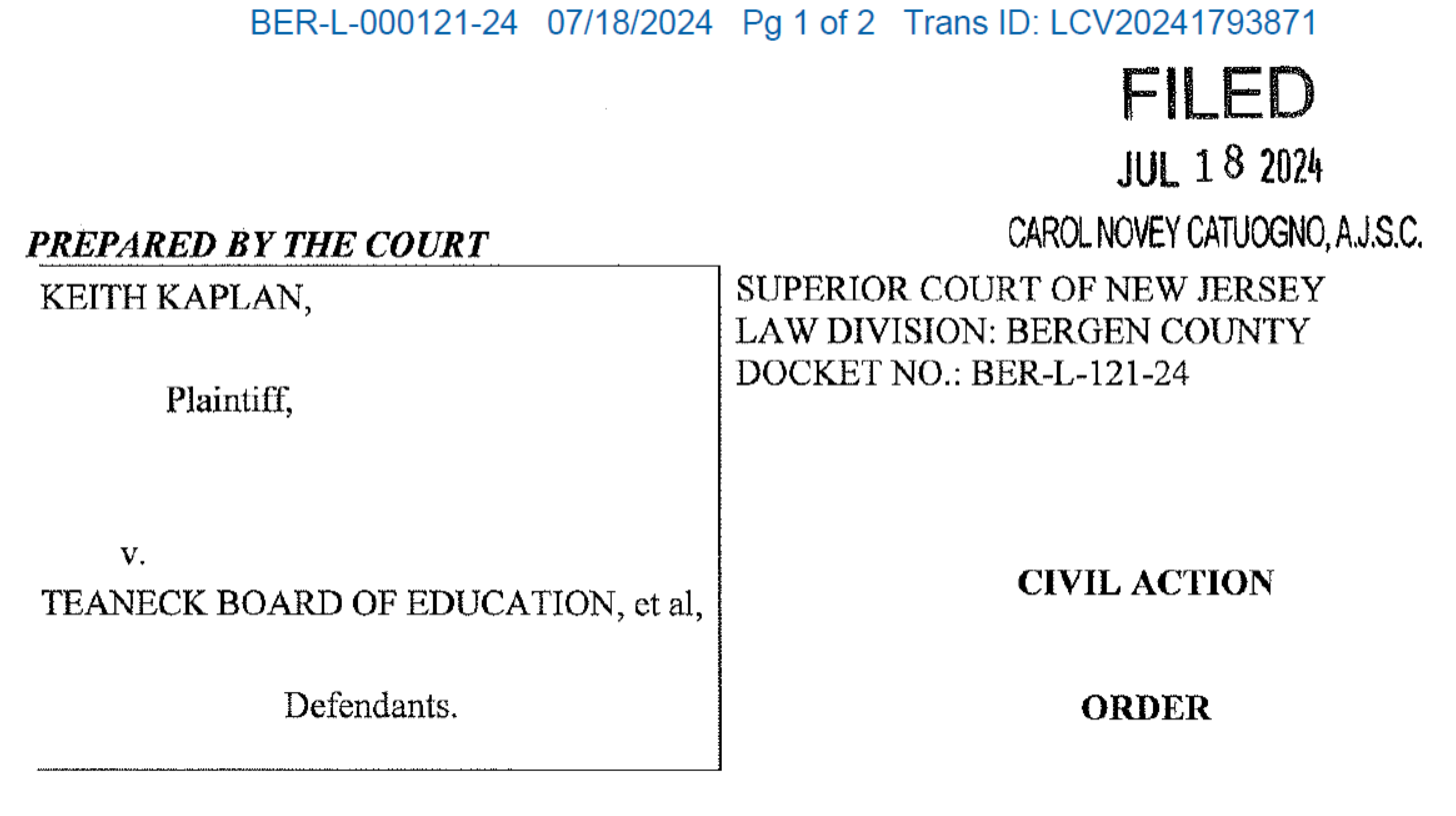 Transparency WON: Kaplan v. Teaneck BOE - Teaneck Today